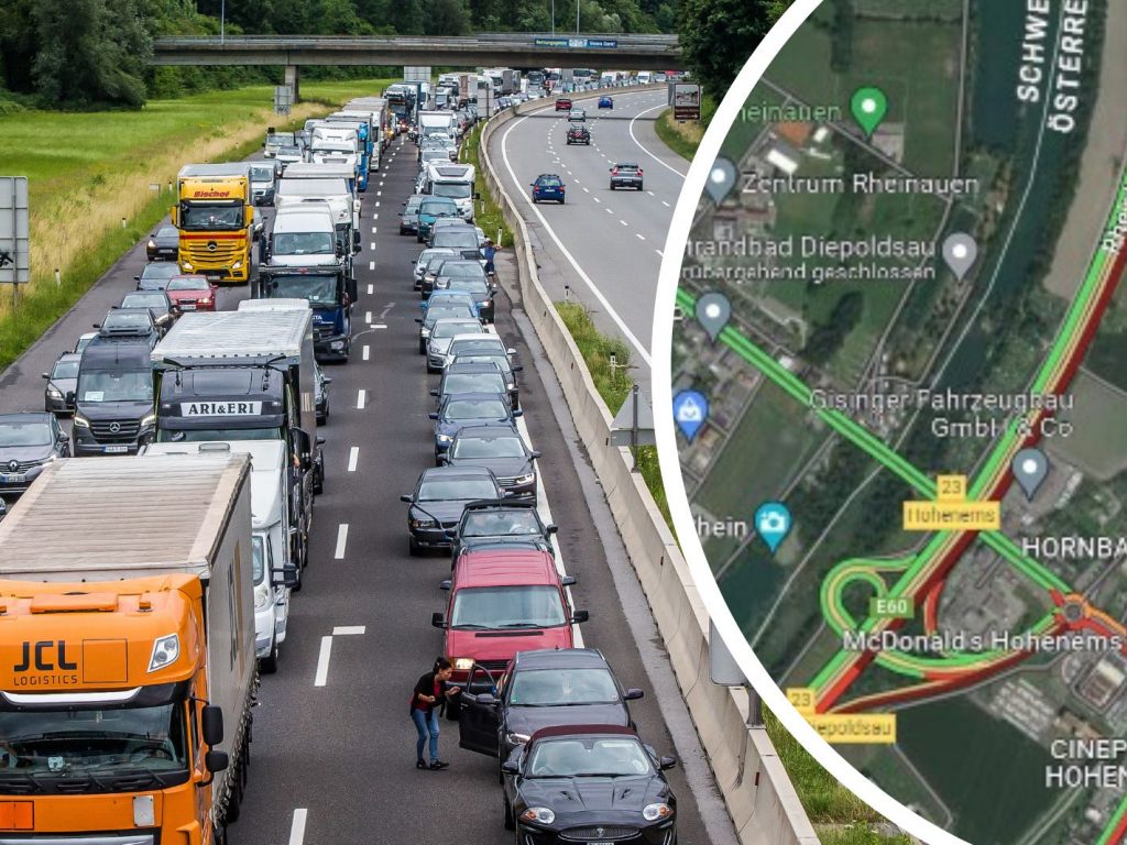 Massiver Stau auf der A14 nach zwei Verkehrsunfällen - Breaking News -- VOL.AT